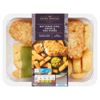 ASDA Extra Special Beer Battered Cod, Chips & Pea Purée - ASDA Groceries