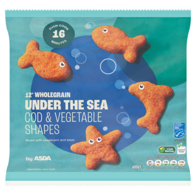 ASDA 12 Wholegrain Under the Sea Cod & Vegetable Shapes 400g - ASDA ...