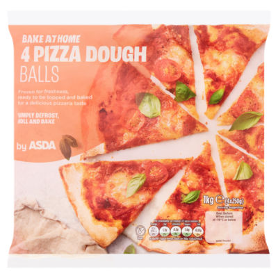 ASDA Bake at Home Pizza Dough Balls 4 x 250g (1kg) - ASDA Groceries