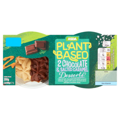 Plant Based by ASDA Plant Based Chocolate & Salted Caramel Desserts 2 x ...