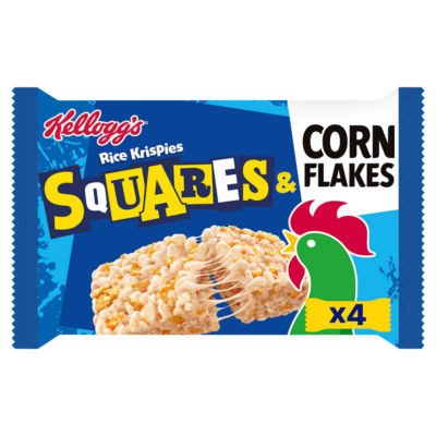 Kellogg's Squares & Corn Flakes Rice Krispies Bars 4 x 31g (124g ...