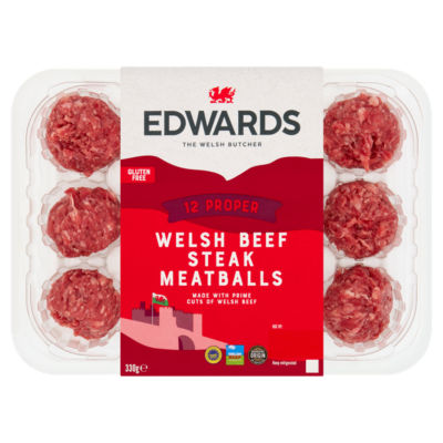 Edwards 12 Proper Welsh Beef Steak Meatballs 330g - ASDA Groceries
