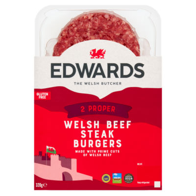 Edwards of Conwy 2 Proper Welsh Beef Steak Burgers 320g - ASDA Groceries