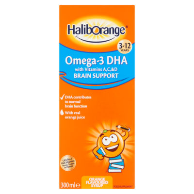 Haliborange Omega-3 DHA Orange Flavour Liquid 300ml 3-12 Years - ASDA ...