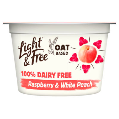 Light & Free Dairy Free Raspberry & White Peach Oat Yogurt - ASDA Groceries