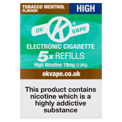 OK Vape High Tobacco Menthol Flavour Electronic Cigarette Refills 5x ...