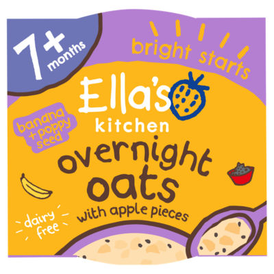 Ella's Kitchen Banana + Poppy Seed Overnight Oats with Apple Pieces 7 ...