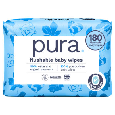 Pura 180 Flushable Baby Wipes - ASDA Groceries