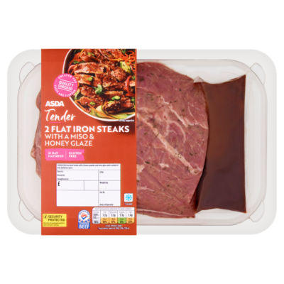 ASDA Tender 2 Flat Iron Steaks with a Miso & Honey Glaze - ASDA Groceries