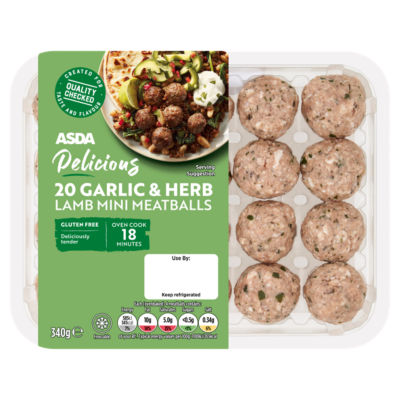 ASDA 20 Delicious Garlic & Herb Lamb Mini Meatballs 340g - ASDA Groceries