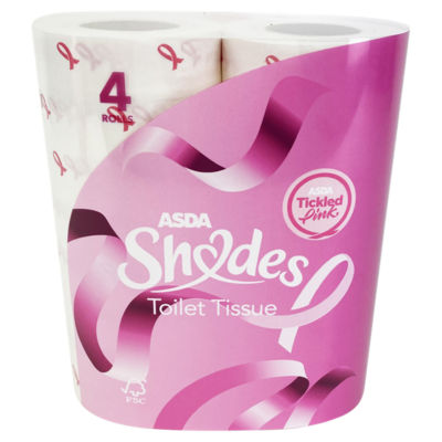 ASDA Shades Tickled Pink Decorated Toilet Tissue - 4 Rolls - ASDA Groceries