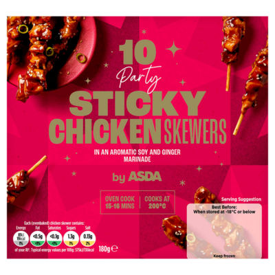 ASDA 10 Party Sticky Chicken Skewer 180g - ASDA Groceries