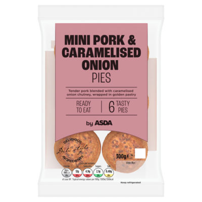 ASDA 6 Mini Pork & Caramelised Onion Pies 300g - ASDA Groceries