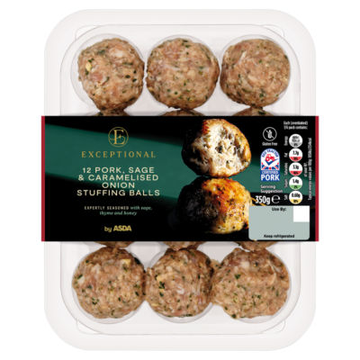 Exceptional by ASDA 12 Pork, Sage & Caramelised Onion Stuffing Balls ...