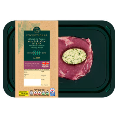 Exceptional by ASDA Aberdeen Angus 8oz Sirloin Steak with Wild Garlic ...