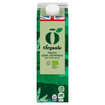 ASDA Organic Fresh Semi Skimmed British Milk 1 Litre - ASDA Groceries
