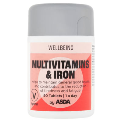 ASDA Wellbeing by Multivitamins & Iron 1 a Day 90 Tablets - ASDA Groceries