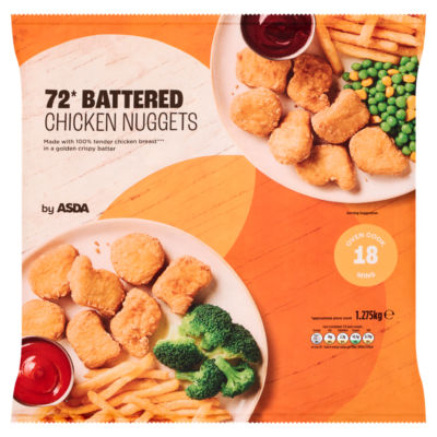 ASDA 72 Battered Chicken Nuggets 1.275kg - ASDA Groceries