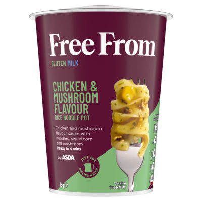ASDA Free From Free From by Chicken & Mushroom Flavour Rice Noodle Pot ...