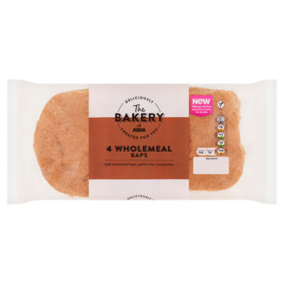 The BAKERY at ASDA The Bakery at 4 Wholemeal Baps - ASDA Groceries