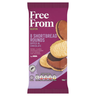 Free From by Asda Free From by 8 Shortbread Rounds Dipped in Chocolate ...