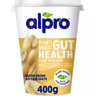 Alpro Gut Health Natural with Oats Dairy Free Yoghurt Alternative 400g ...