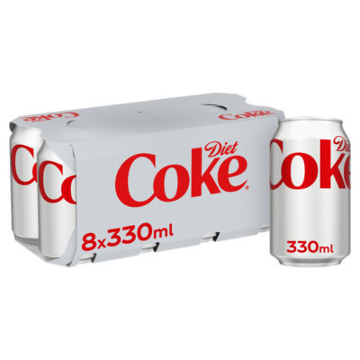 Diet Coke Cola 8 x 330ml Cans - ASDA Groceries