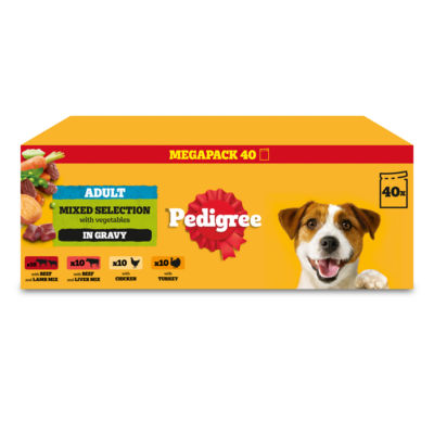 Pedigree ® Adult Wet Dog Food Mixed in Gravy 40 x 100g Mega Pack Pouch ...
