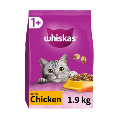 Whiskas 1+ Chicken Adult Dry Cat Food 1.9kg - ASDA Groceries
