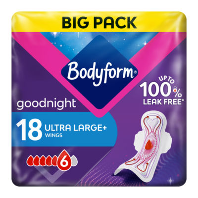 Bodyform Total Protection Ultra Night Sanitary Towels Wings 18 pack ...