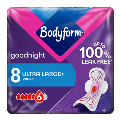 Bodyform Total Protection Ultra Night Sanitary Towels Wings 8 pack ...