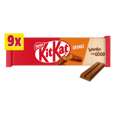 Kit Kat 2 Finger Orange Chocolate Biscuit Bar 9 Pack Multipack 186.3g ...
