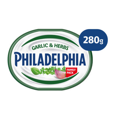 Philadelphia Garlic & Herbs Soft Cream Cheese Family Pack 280g - ASDA ...