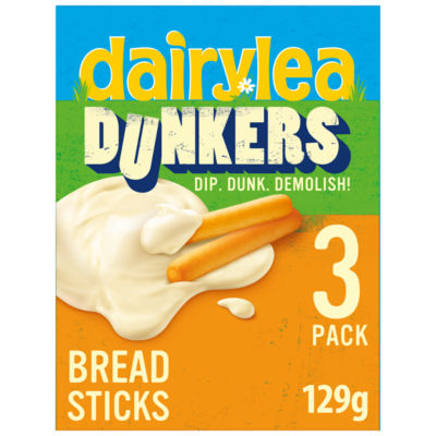 Dairylea Dunkers Bread Sticks Cheese Snacks 3 Pack Multipack 129g (3 x 43g) - ASDA Groceries