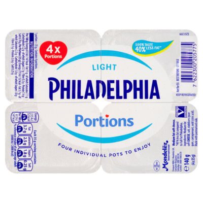 Philadelphia Light Soft Cheese Mini Tubs 140g (4 x 35g) - ASDA Groceries