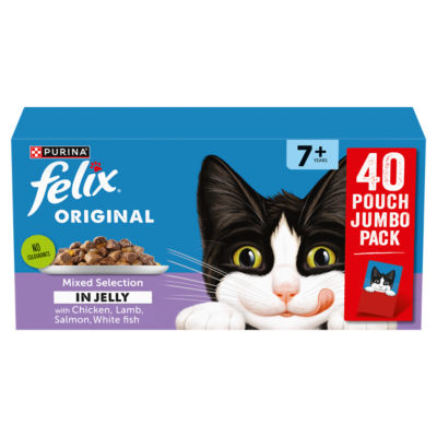 Felix Original Senior 7+ Mixed Selection in Jelly Wet Cat Food 40x85g ...
