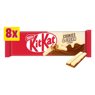 KitKat 2 Finger Cookies & Cream Chocolate Biscuit Bar 8 Pack Multipack ...