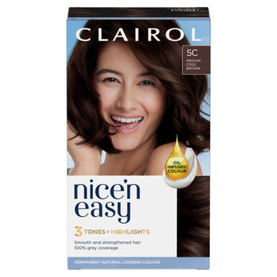 Clairol Nice’n Easy Nice'n Easy Permanent Hair Dye, 5C Medium Cool ...