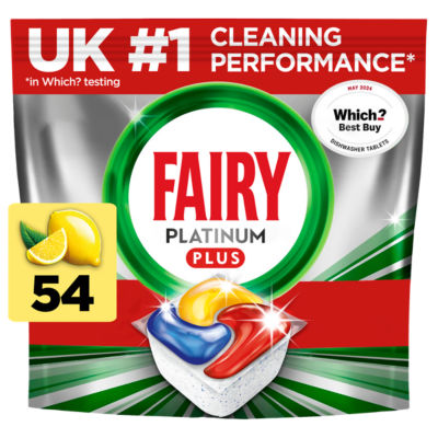 Fairy Platinum Plus All In One Dishwasher Tablets, Lemon, 54 Tablets ...
