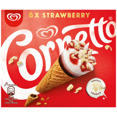 Cornetto 6 Strawberry Ice Cream Cones - ASDA Groceries