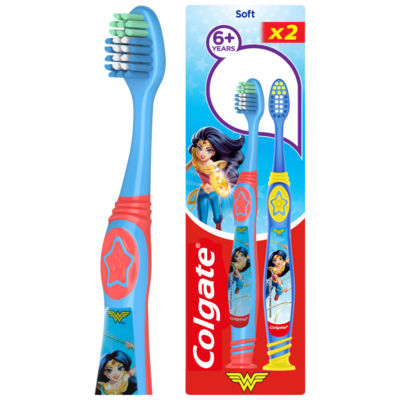 Colgate Kids Batman / Wonderwoman 6+ years Toothbrush - ASDA Groceries