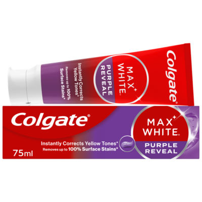 Colgate Max White Purple Reveal Instant Teeth Whitening Toothpaste 75ml ...