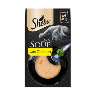 Sheba Classics Soup Adult Wet Cat Food Pouches with Chicken Filets 4 x ...