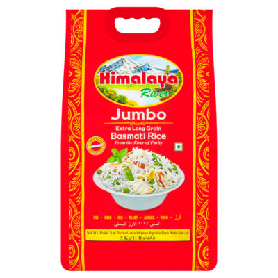 Himalaya River Jumbo Extra Long Grain Basmati Rice 5kg - ASDA Groceries