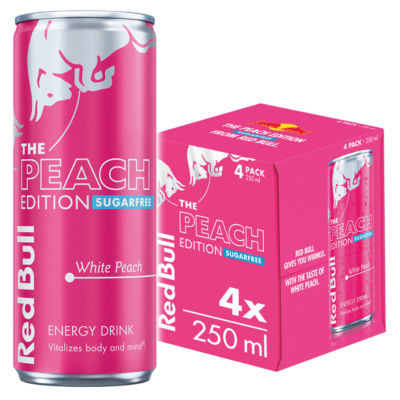Red Bull Energy Drink Sugar Free Peach Edition White Peach 4 x 250ml ...