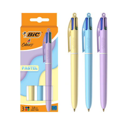Bic BIC 4 Colours Pastel Ball Pens x3 - ASDA Groceries