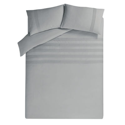 George Home 100% Cotton Grey Pintuck Duvet Cover - ASDA Groceries