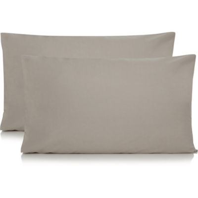 George Home Grey Percale 100% Cotton Pillowcase Pair - ASDA Groceries