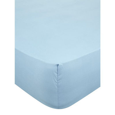 George Home Light Blue Fitted Sheet - Double - ASDA Groceries