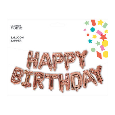 George Home Rose Gold Happy Birthday Balloon Banner - ASDA Groceries